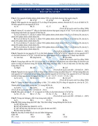Bai 1. Bài tập lý thuyết trọng tâm về nhóm halogen | PDF