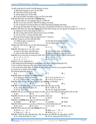 Bai 1. Bài tập lý thuyết trọng tâm về nhóm halogen | PDF