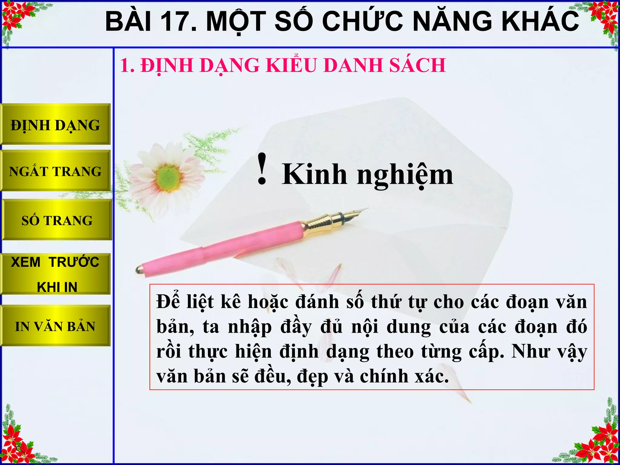 Bai 17 mot so chuc nang khac | PPT