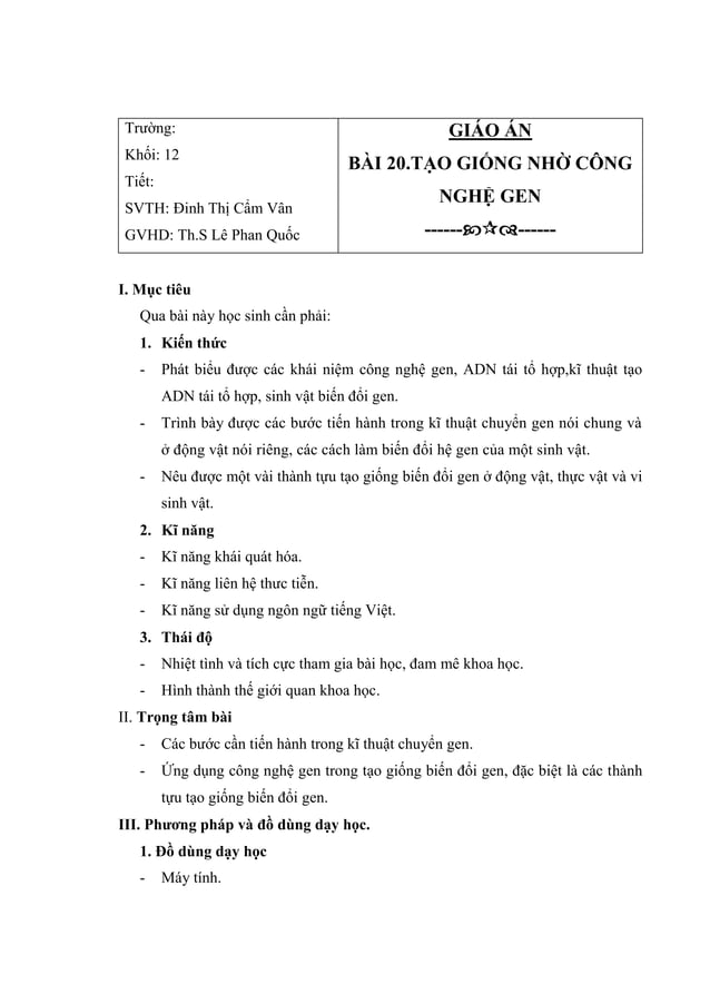 Bai20. tao giong-bang-cong-nghe-gen | DOCX