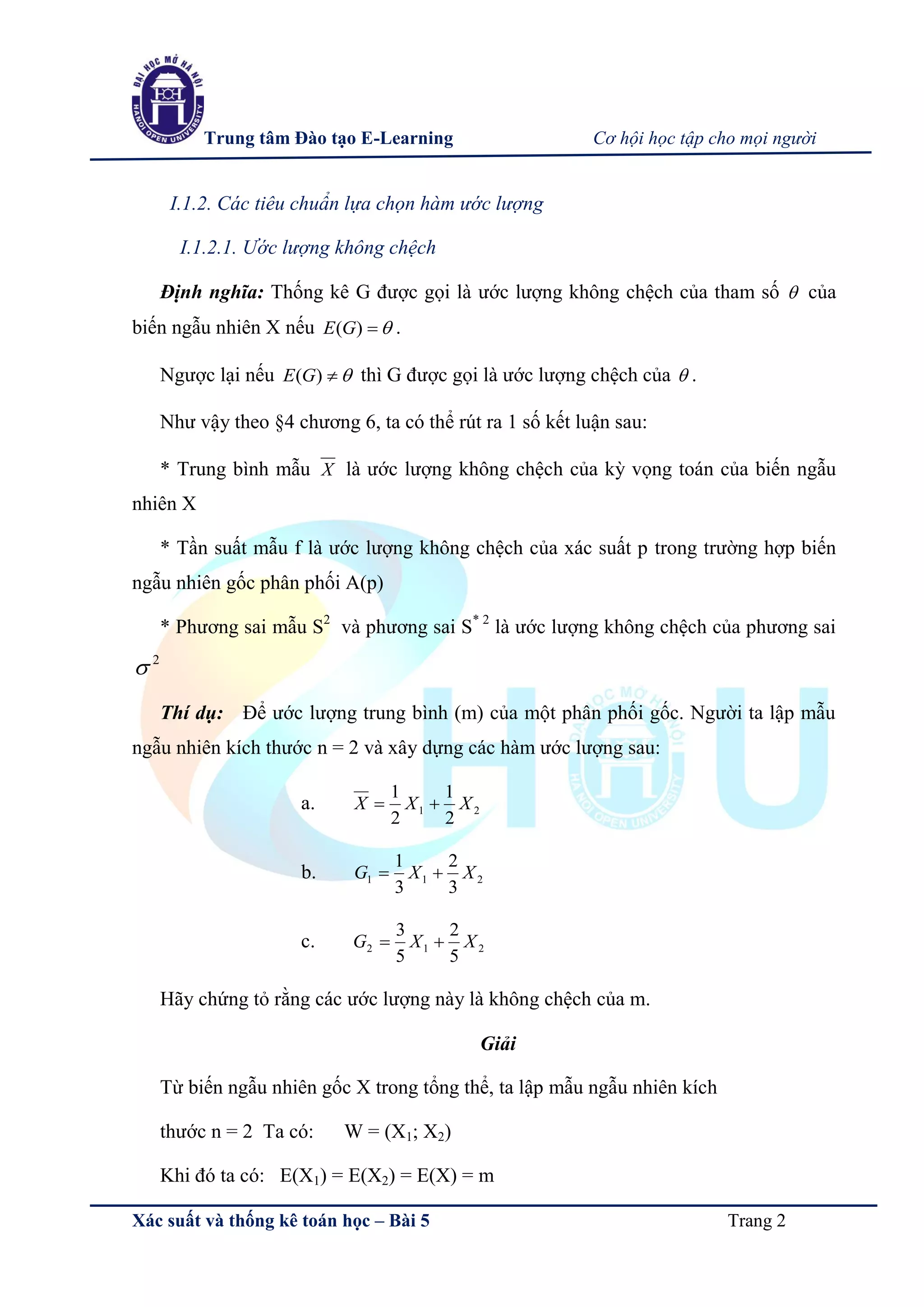 Bai 5 uoc luong cac tham cua bien ngau nhien | PDF