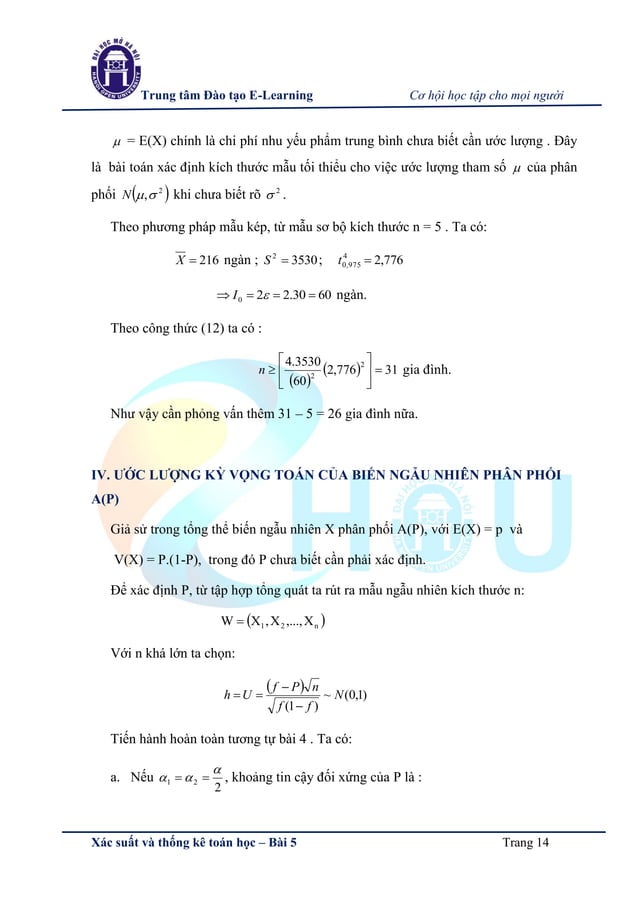 Bai 5 uoc luong cac tham cua bien ngau nhien | PDF