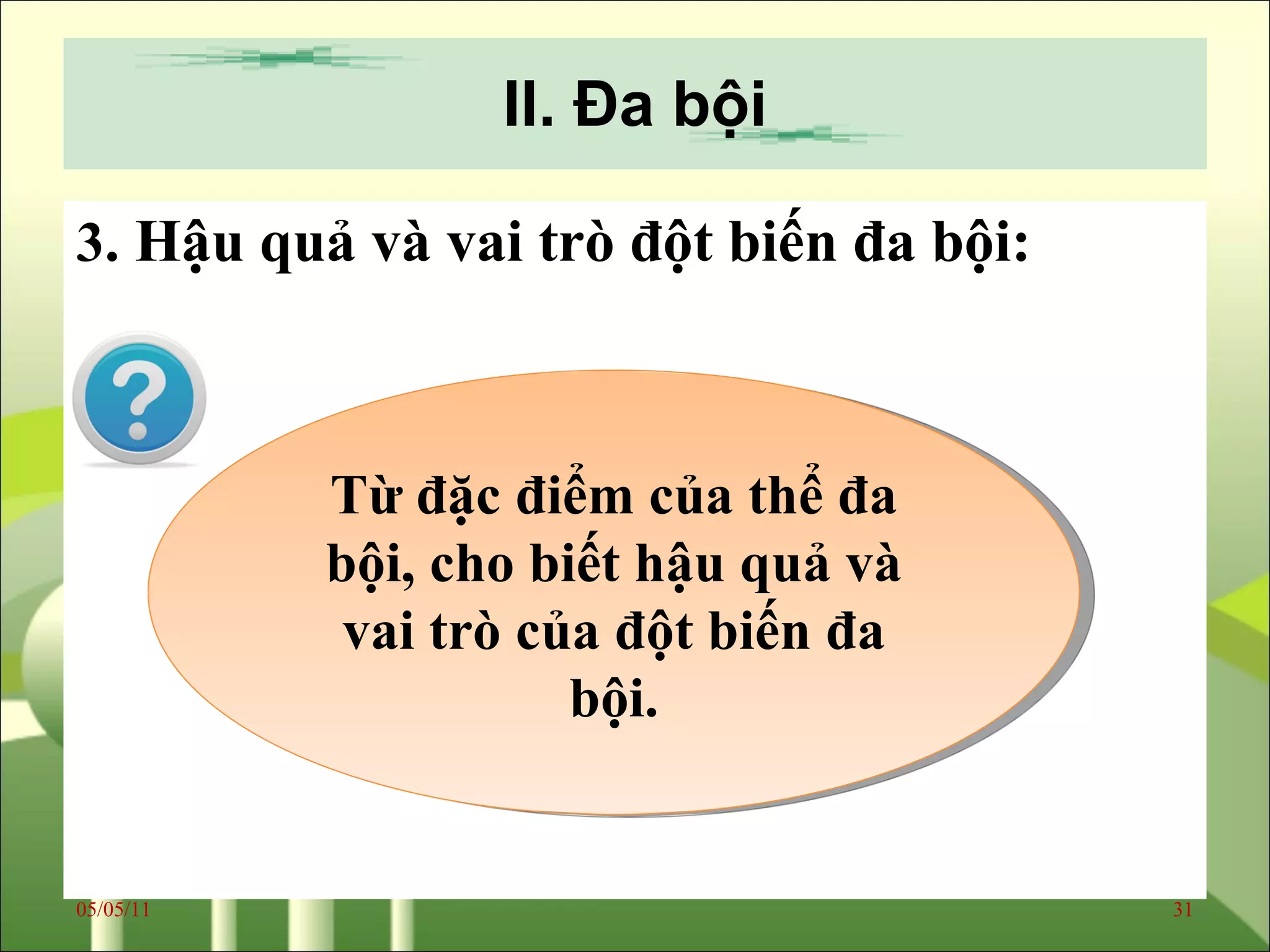 BÀI 6: ĐỘT BIẾN SỐ LƯỢNG NHIỄM SẮC THỂ | PPT