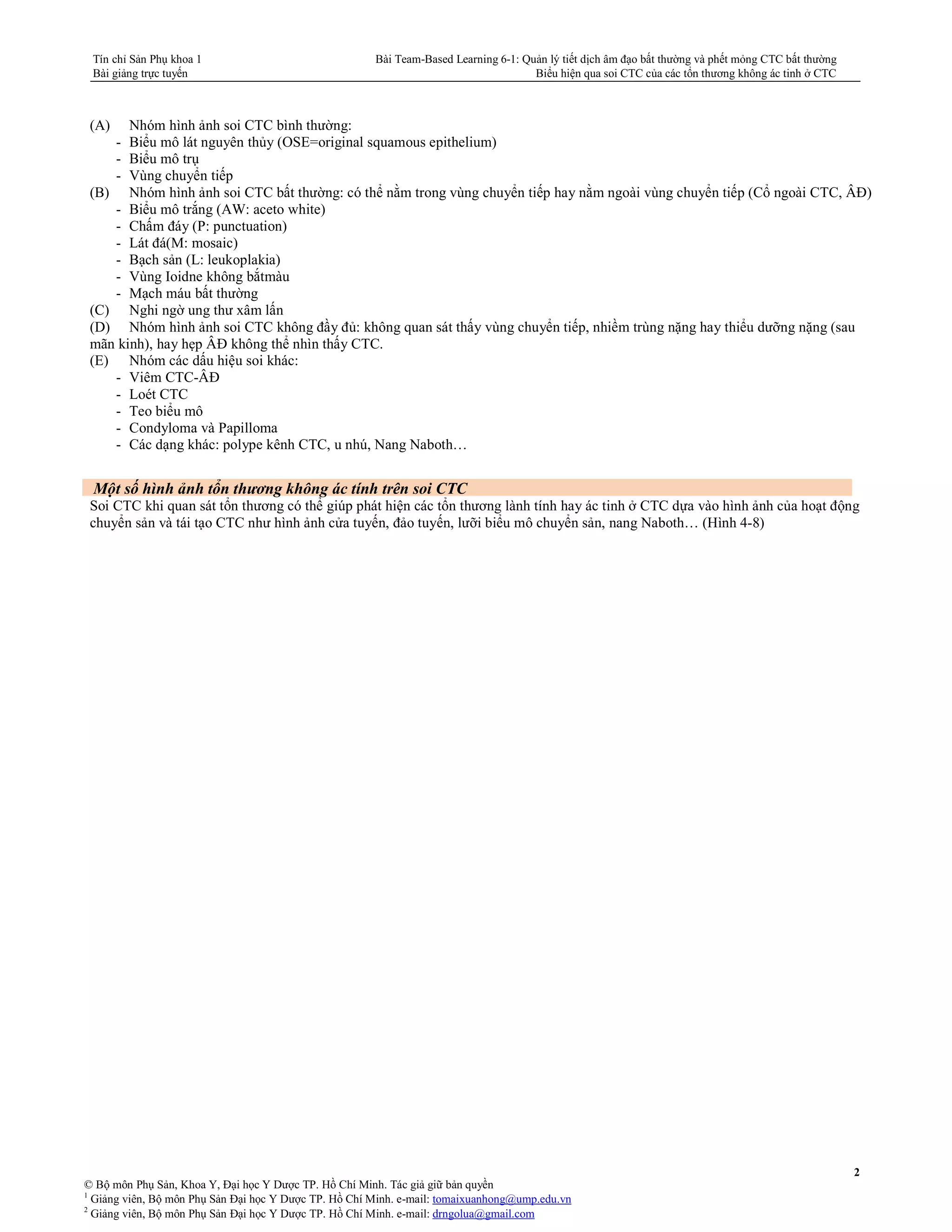 QUẢN LÝ TIẾT DỊCH ÂM ĐẠO BẤT THƯỜNG VÀ PHẾT MỎNG CỔ TỬ CUNG BẤT THƯỜNG ...