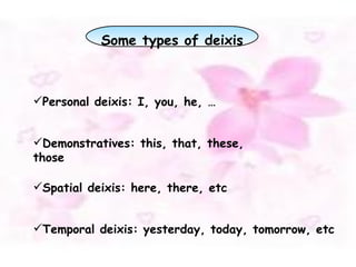 DEIXIS AND DEFINITENESS (semantics) | PPT