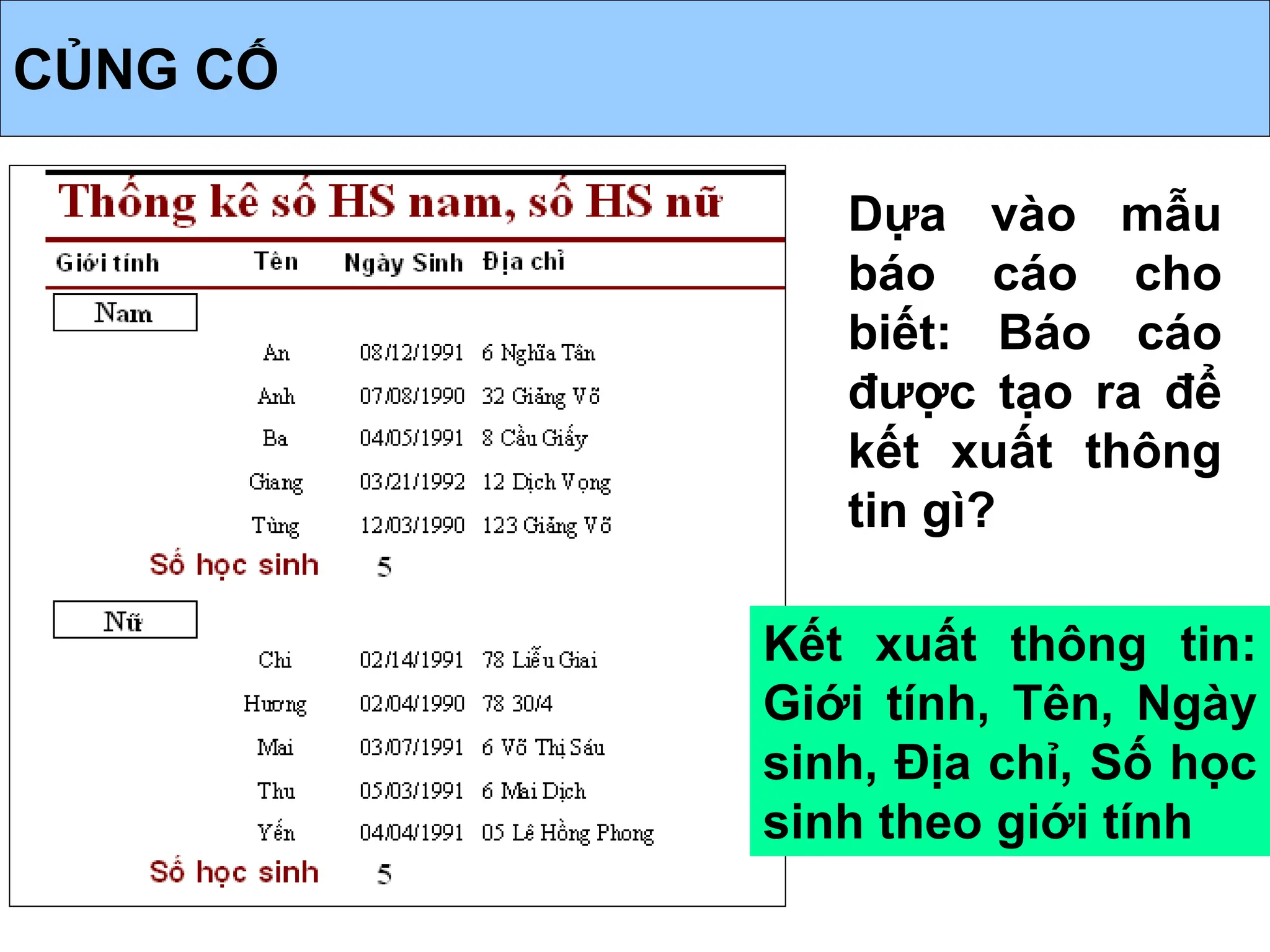 Bai 9 Bao cao va ket xuat bao cao.ppt........ | PPT