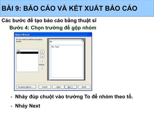 Bai 9 Bao cao va ket xuat bao cao.ppt........ | PPT