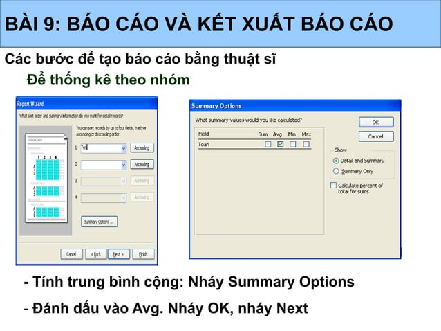 Bai 9 Bao cao va ket xuat bao cao.ppt........ | PPT