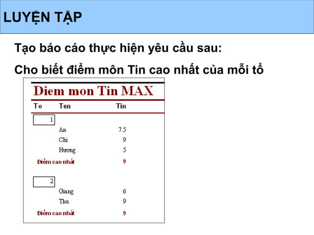Bai 9 Bao cao va ket xuat bao cao.ppt........ | PPT