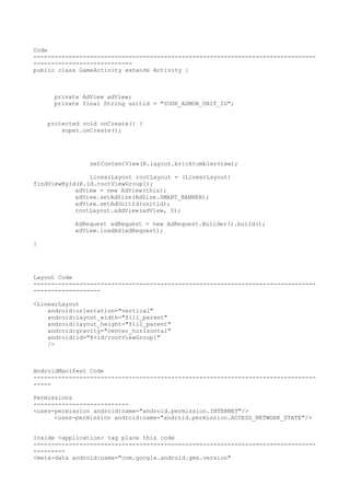Baidartuts admob code | TXT