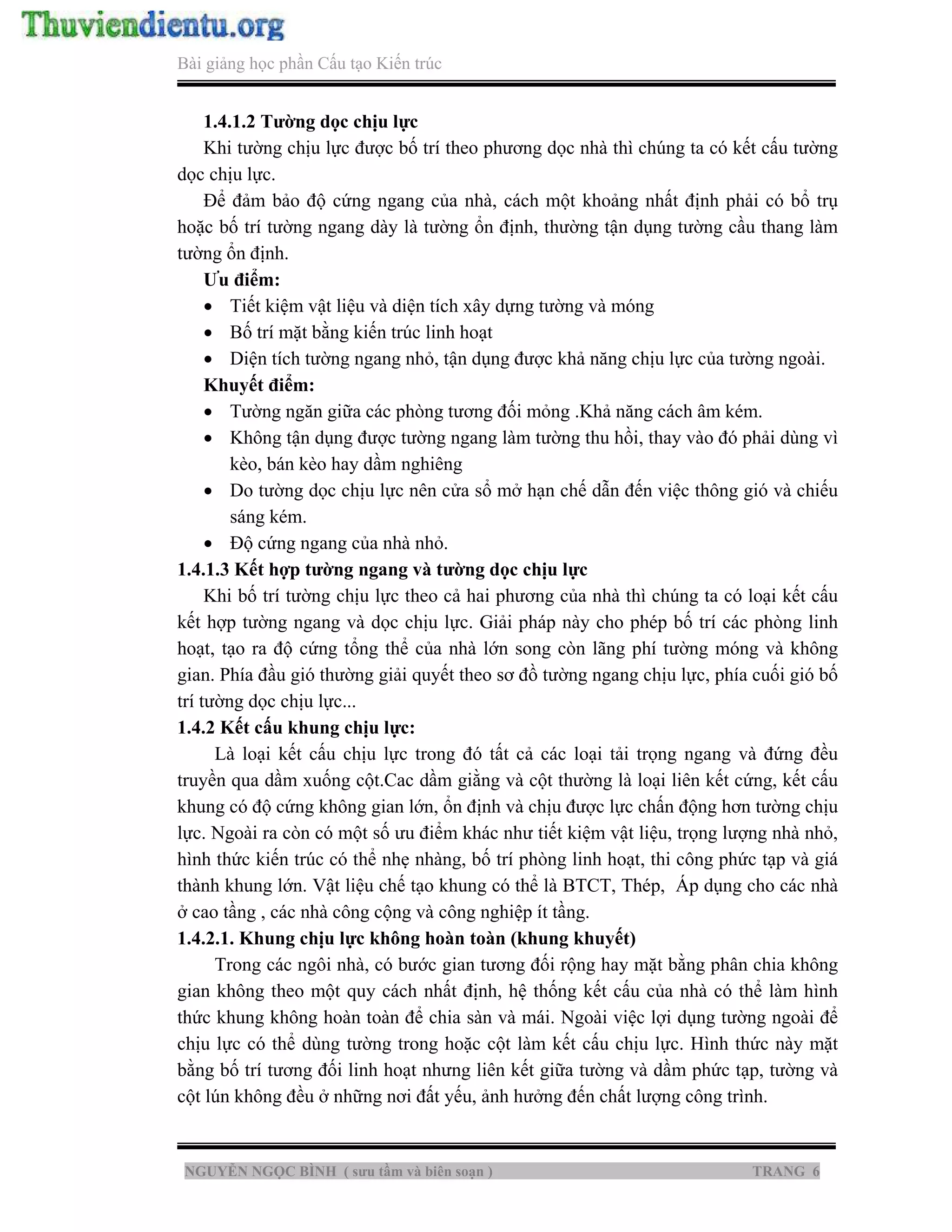 Bai giang cau tao kien truc06 | PDF