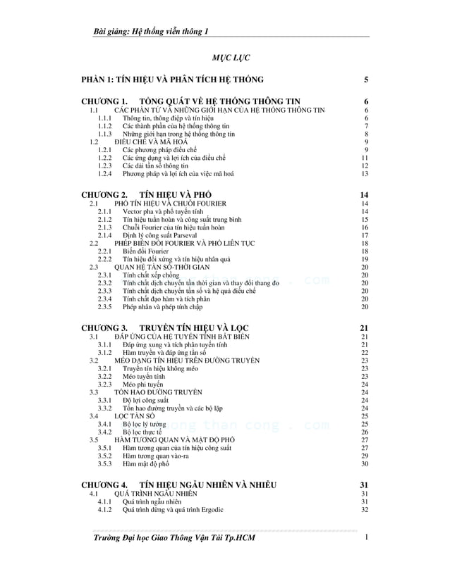 Bai giang he thong vien thong 1 | PDF