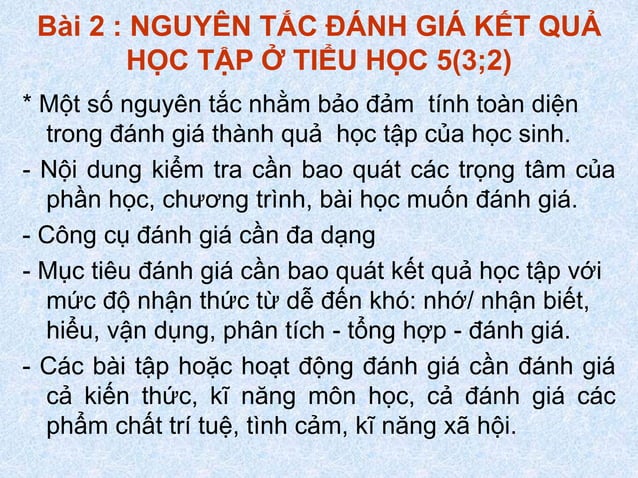 Bai giang kiem tra danh gia ket qua hoc tap o Tieu hoc.ppt