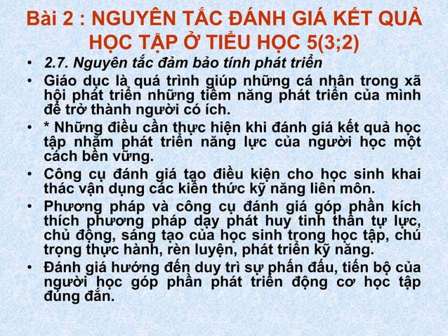 Bai giang kiem tra danh gia ket qua hoc tap o Tieu hoc.ppt