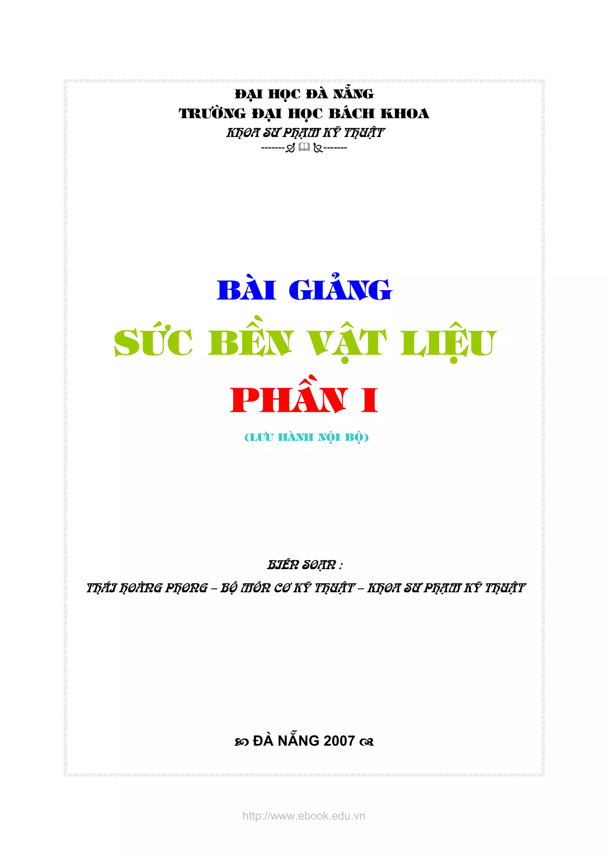 Bài giảng sức bền vật liệu F1 | PDF