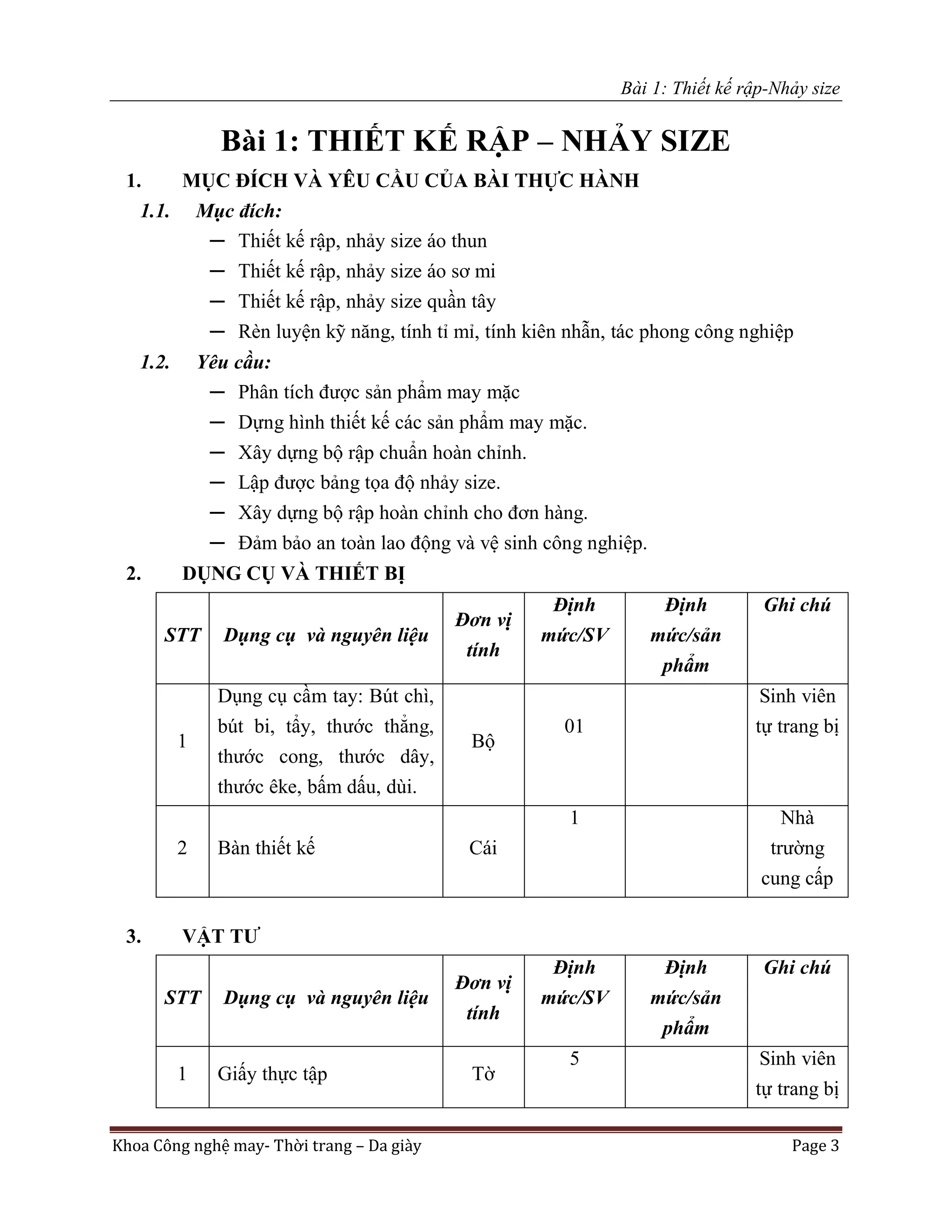 Bài Giảng THIẾT KẾ RẬP | NHẢY SIZE | GIÁC SƠ ĐỒ | PDF