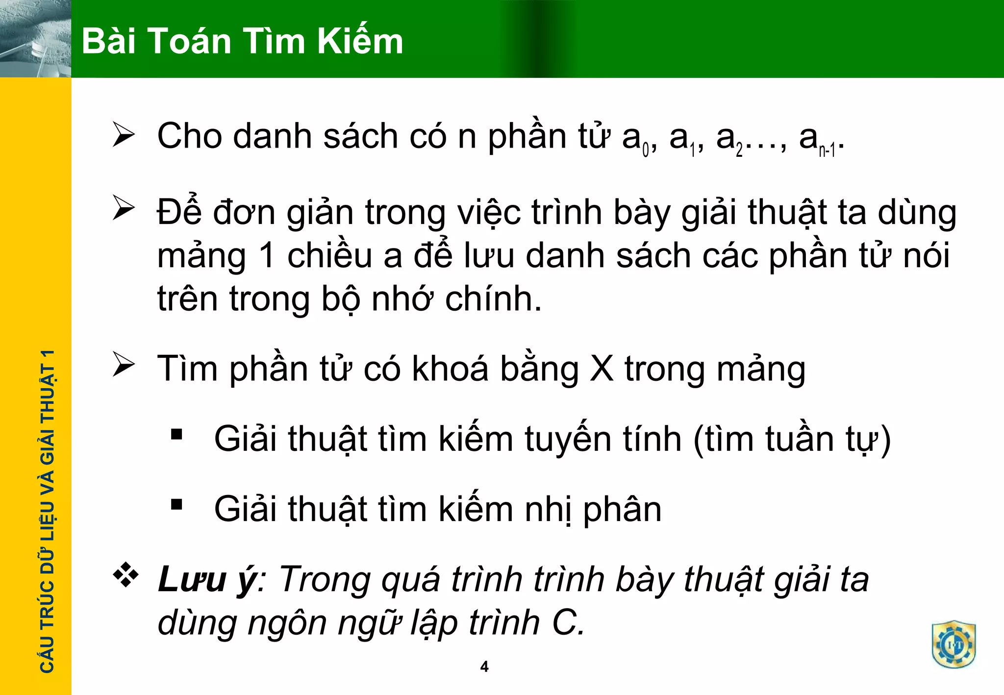 Bai giang thuat toan tim kiem va sap xep | PPT