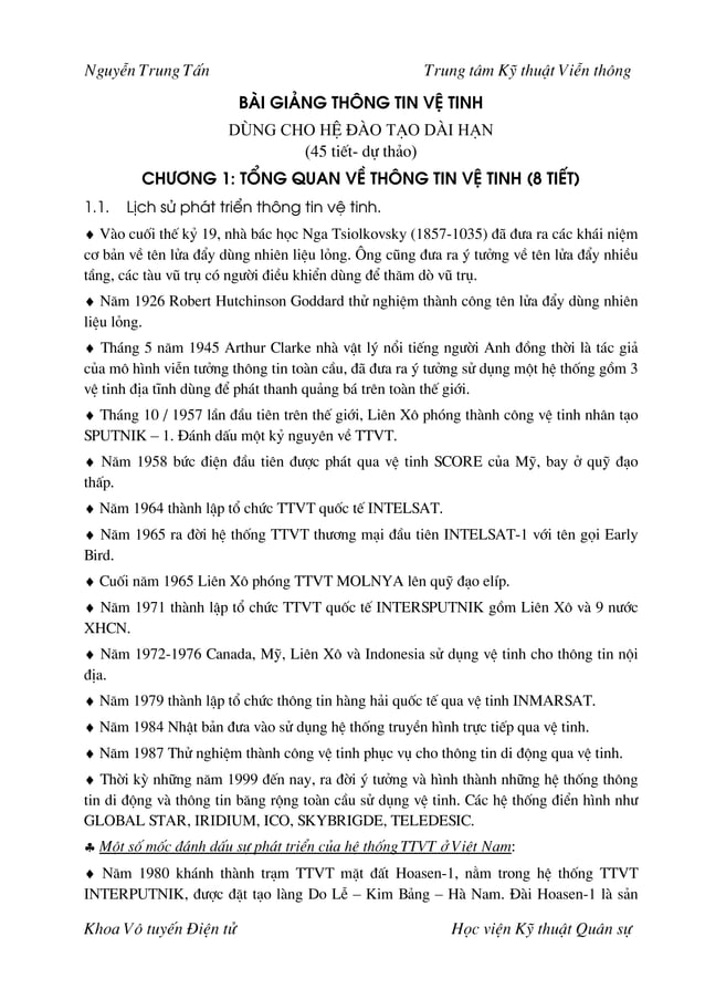 Bài Giảng Thông Tin Vệ Tinh VSAT - Nguyễn Trung Tấn | PDF