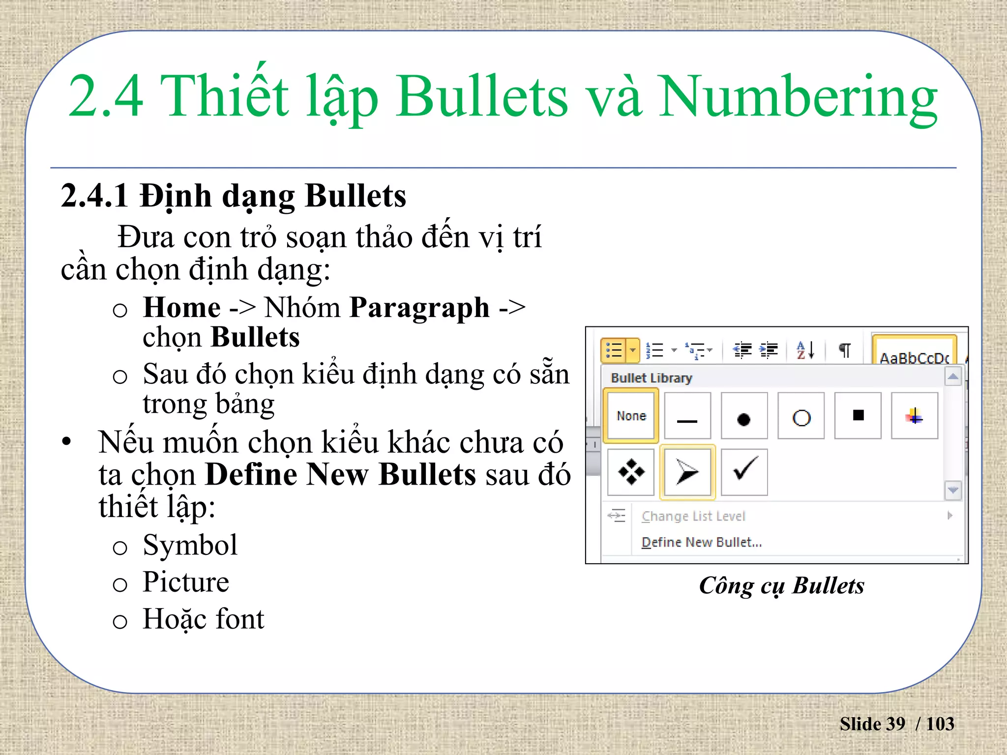 Bai giang Word 2010 TIn hoc Van phong.pptx