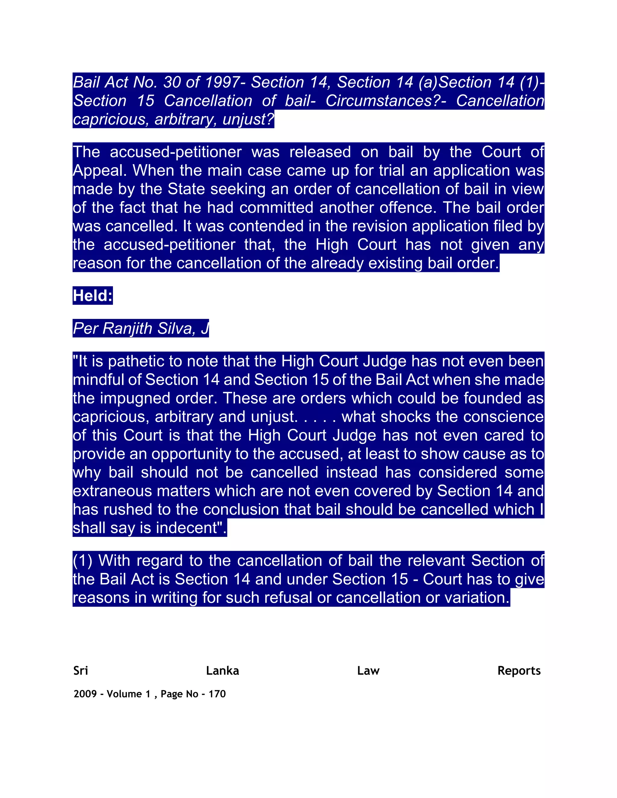 Bail act ranjith no | PDF