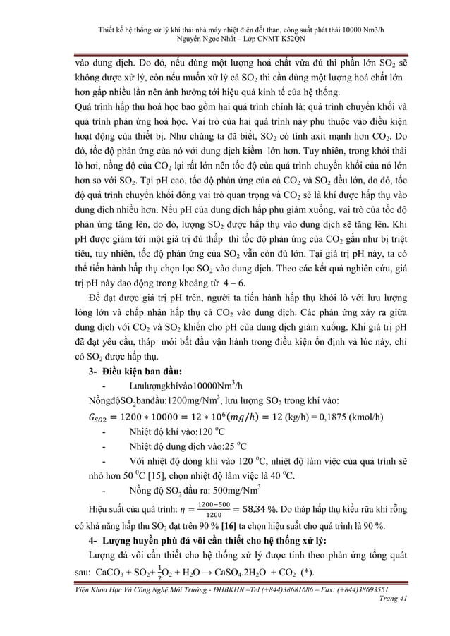 Thiết kế hệ thống xử lý khí thải nhà máy nhiệt điện đốt than | DOCX