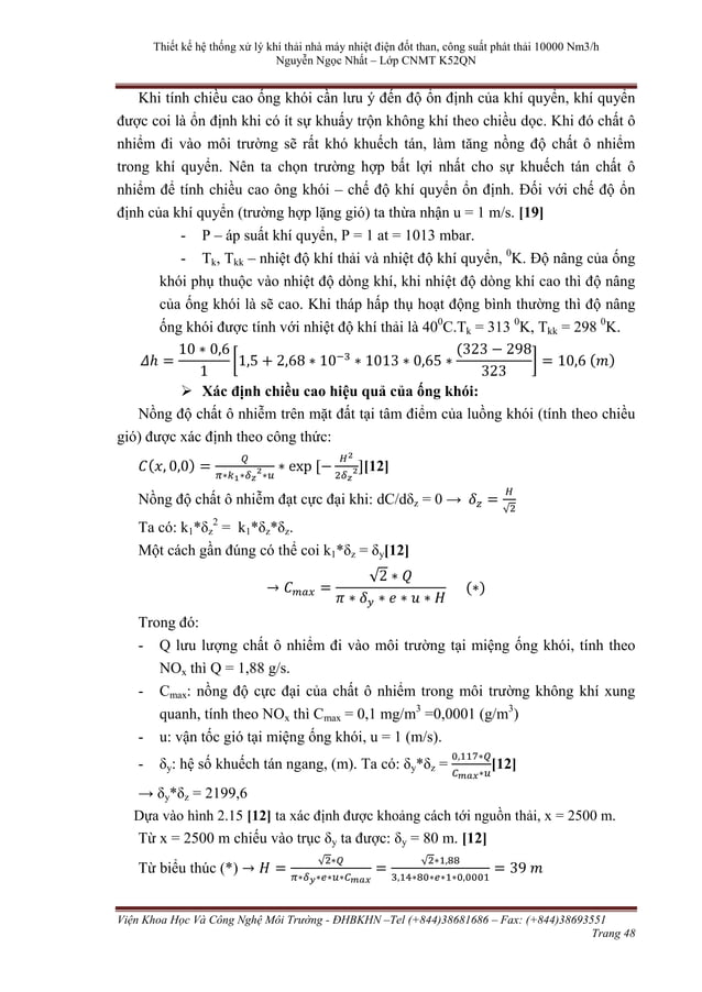 Thiết kế hệ thống xử lý khí thải nhà máy nhiệt điện đốt than | DOCX