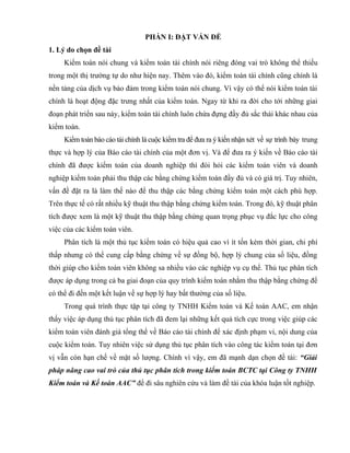 Giải pháp nâng cao vai trò của thủ tục phân tích trong kiểm toán BCTC tại Công ty TNHH Kiểm toán ...