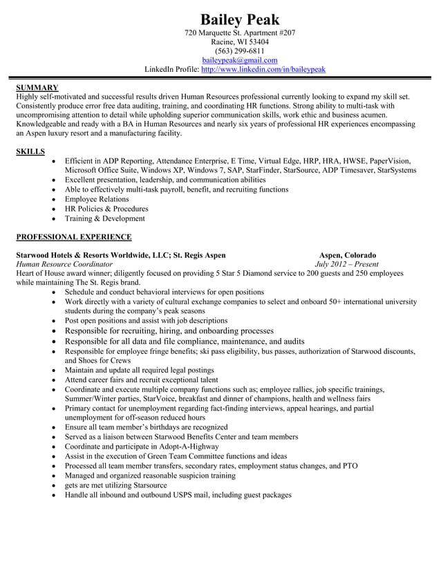 Bailey s. peak resume | PDF