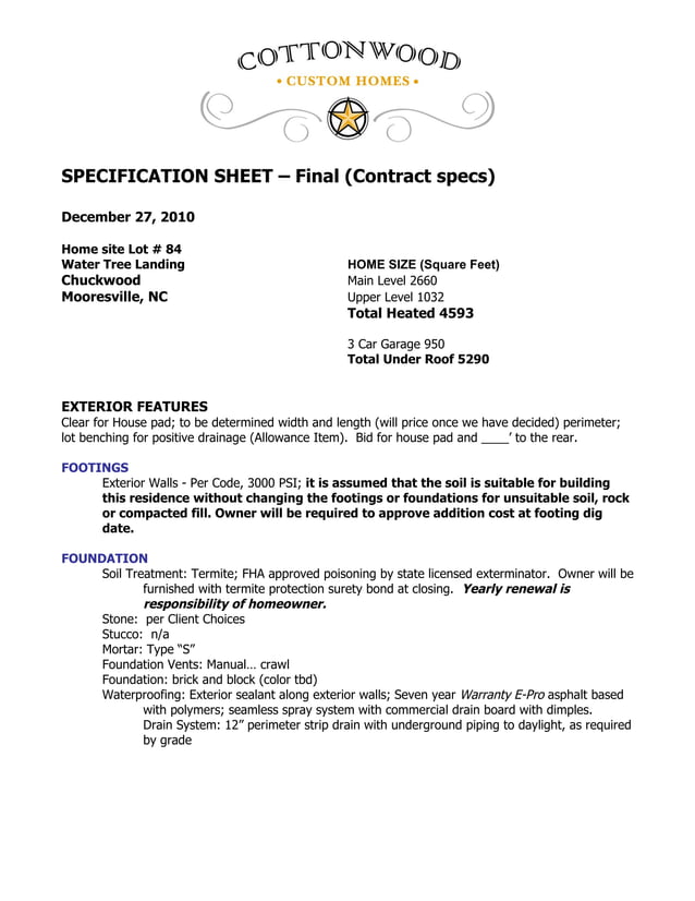 Bailey spec sheet 2 | DOC