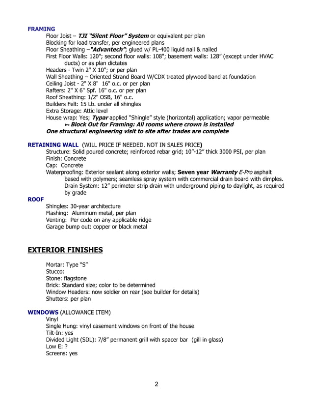 Bailey spec sheet 2 | DOC