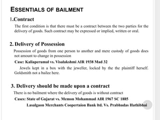 Bailment under Indian Contract act | PPTX