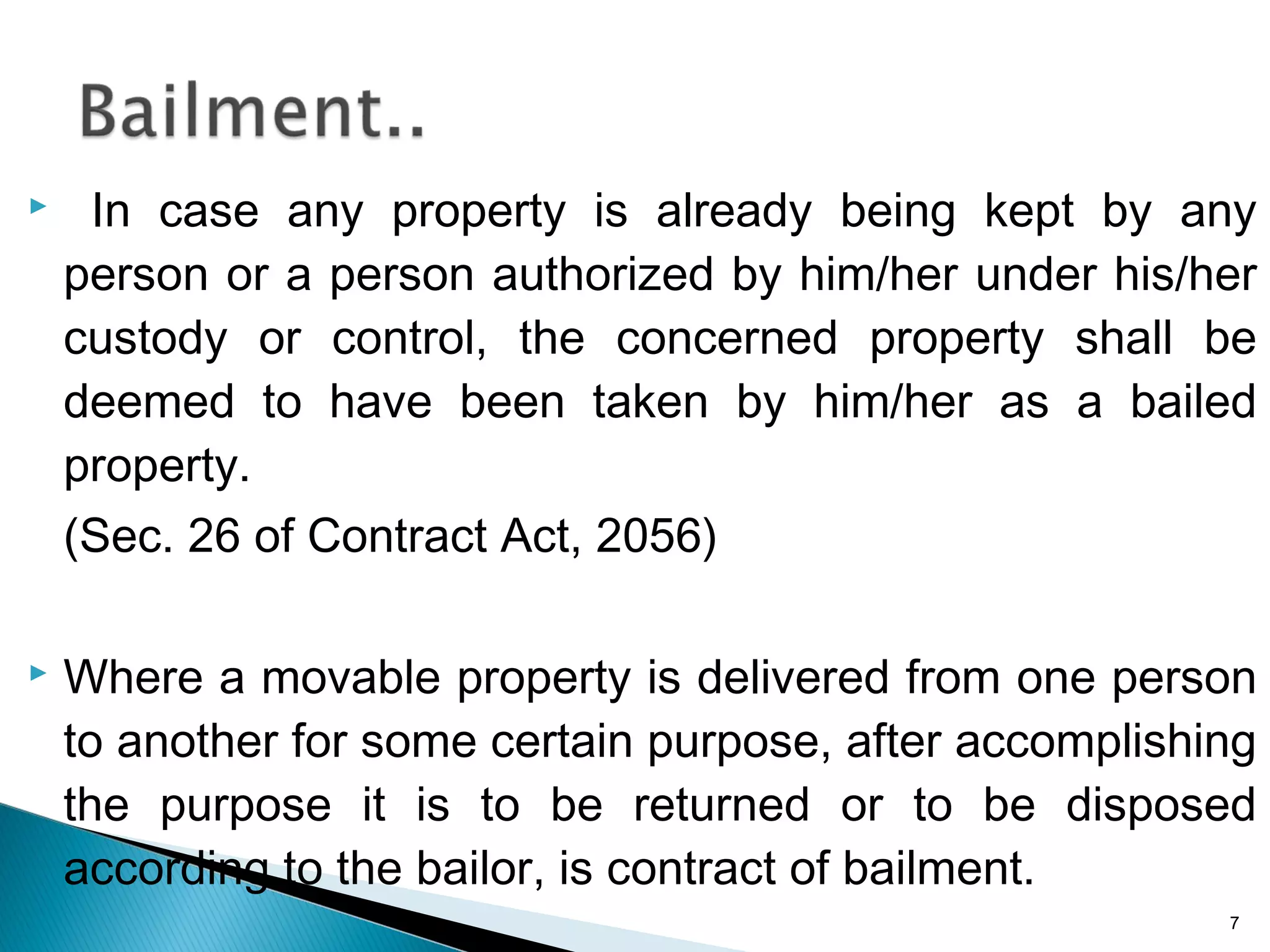 Bailment and pledge | PPT