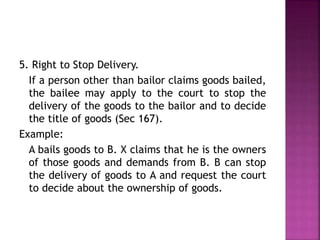 Bailment and pledgeDuties of Bailor , rights of bailee, termination of ...