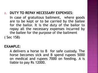 Bailment and pledgeDuties of Bailor , rights of bailee, termination of ...