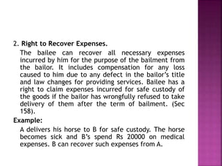 Bailment and pledgeDuties of Bailor , rights of bailee, termination of ...