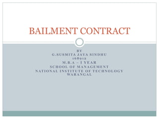 Bailment Agreement Template