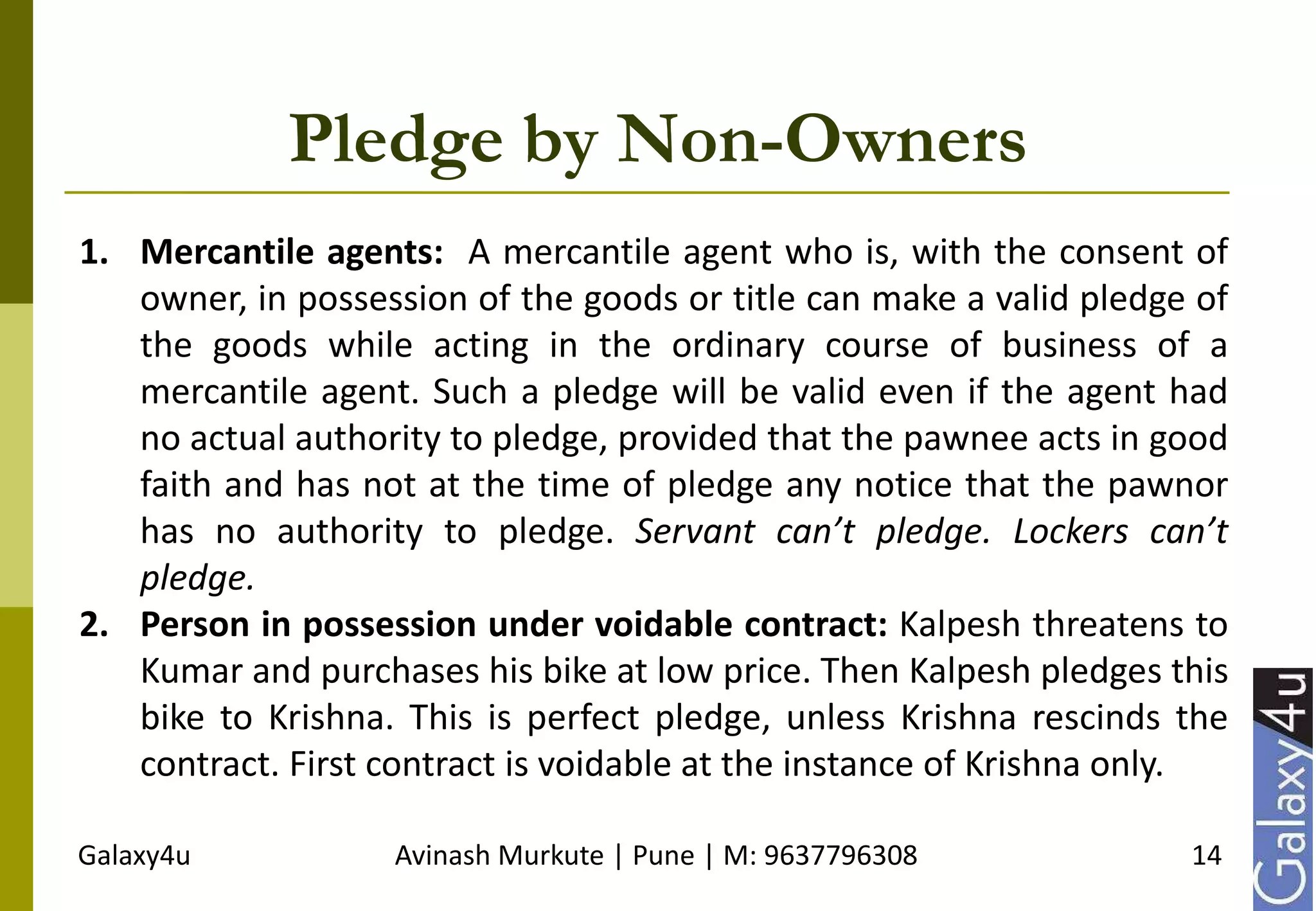 Bailment and Pledge | PPT
