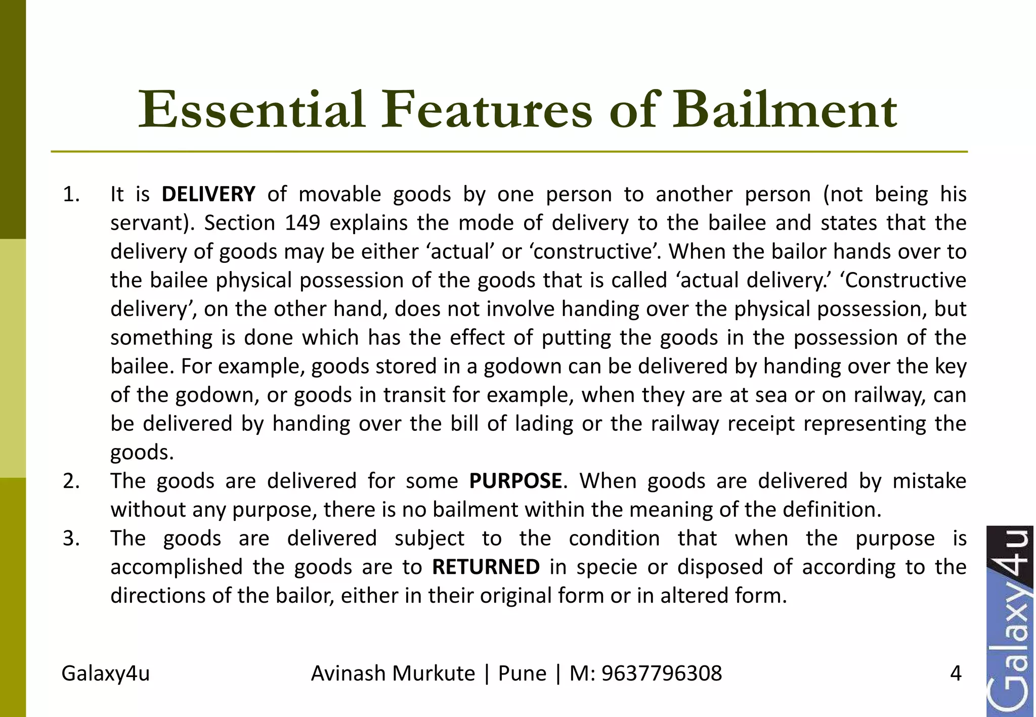 Bailment and Pledge | PPT