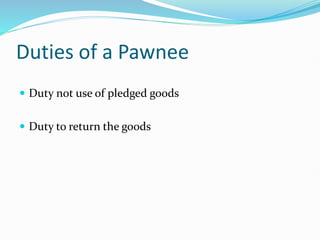 BAILMENT & PLEDGE business law notes.pptx | Law