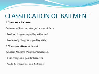 BAILMENT & PLEDGE business law notes.pptx | Law