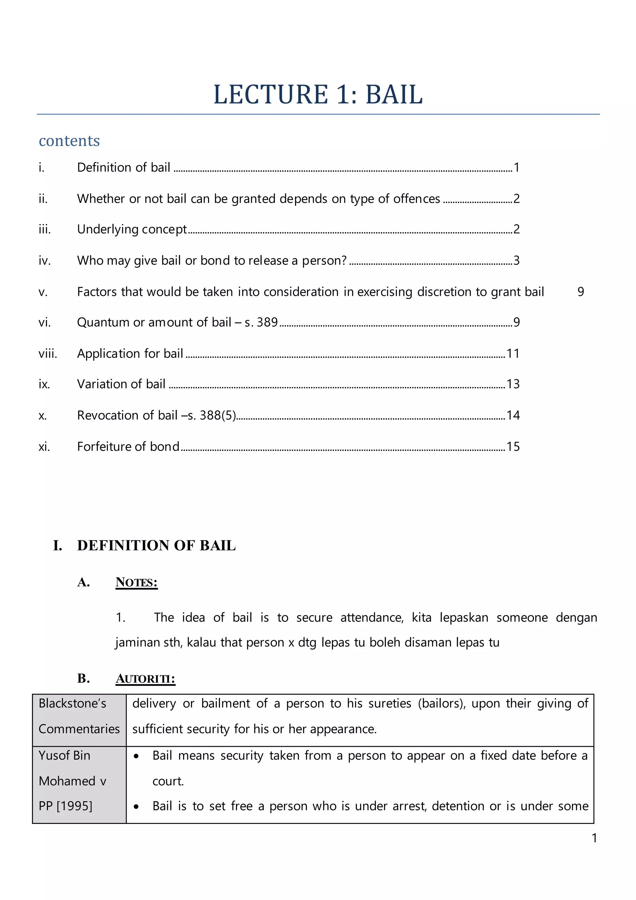 Bail under CPC Malaysia (2017/2018) | DOCX