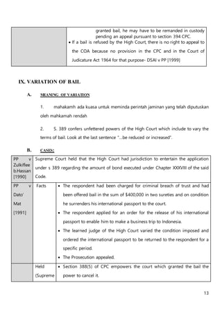 Bail under CPC Malaysia (2017/2018) | DOCX