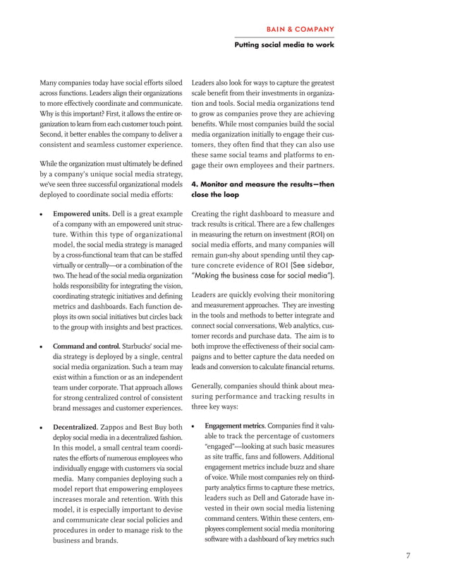 Bain brief putting social media to work | PDF