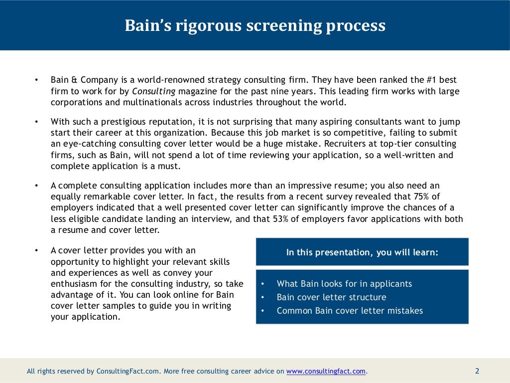 Bain Cover Letter Example Bain Cover Letter Sample - Cover Letter Template