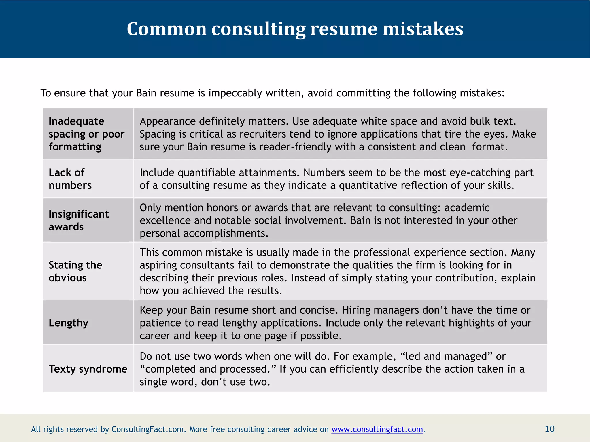 Bain Resume Sample | PPTX