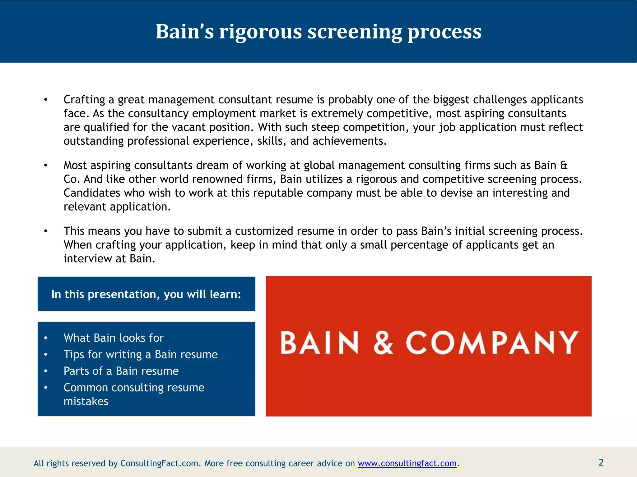 Bain Resume Sample | PPTX