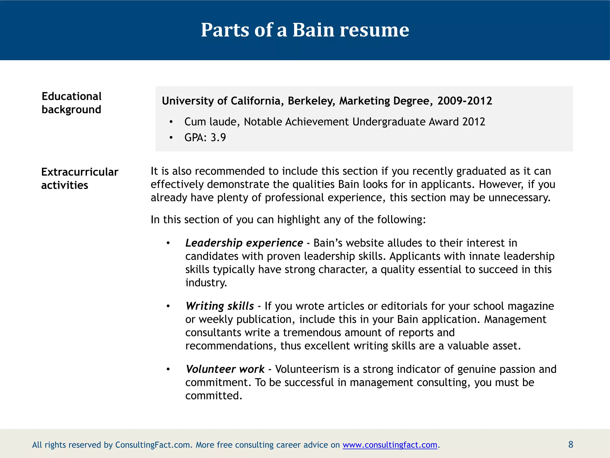 Bain Resume Sample | PPTX