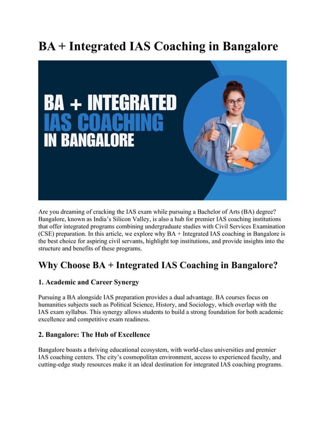 BA + Integrated IAS Coaching in Bangalore..docx