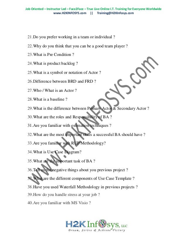 BA Interview Questions - H2kinfosys