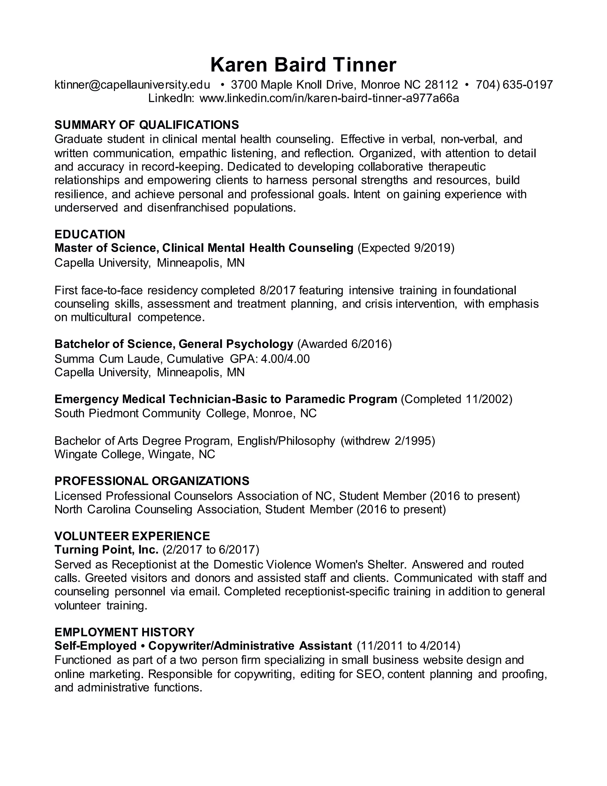 Baird Tinner Resume | DOCX